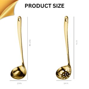 Generic Double Ceramic Spoon Holder with 2 Premium Spoons | Ladle Rests | For Kitchen Counter, Stovetop, or Chafing Dishes (Gold Double Holder w/ 2 Gold Spoons), Large