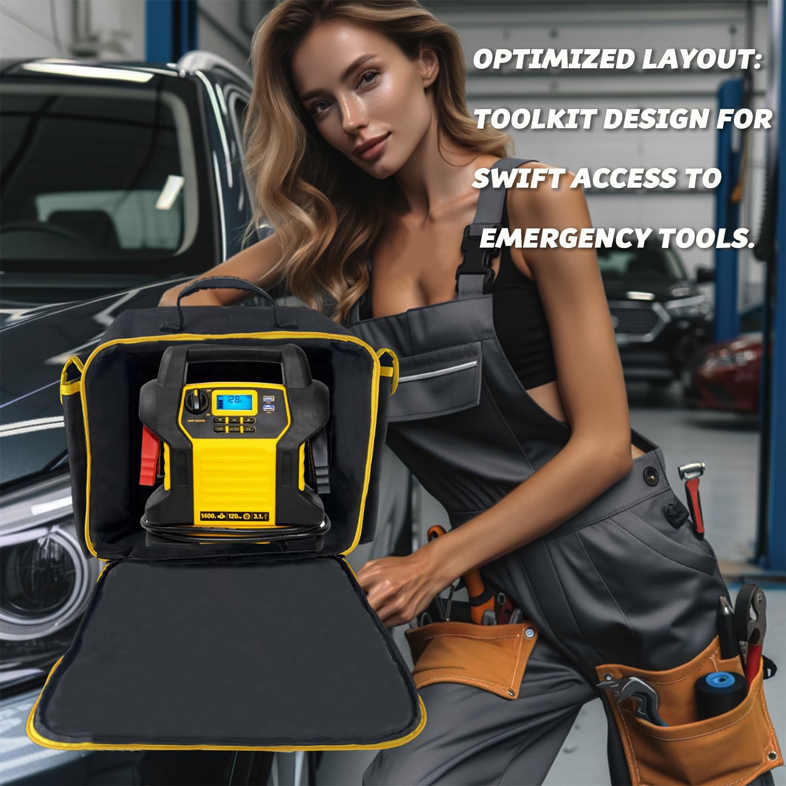 ROYALMAL Carrying Case for DEWALT DXAEJ14 Portable Power Station - Compatible with Air Compressor, Charger, and Inverter Accessories (Case Only) Shell Replacement, Black, BAG-002