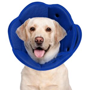 yagamii soft dog cone for dogs after surgery, comfort dog cones for large medium small dogs, adjustable dog recovery collars & cones, elizabethan collar alternative to stop licking wounds,blue,xl