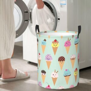 Ice Cream Cones Print Laundry Hamper, Storage Basket Toy Organizer Collapsible Waterproof For Bedroom Bathroom