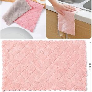 24 Pack Kitchen Cloth, Microfiber Dish Towels Washcloths, Super Absorbent Coral Velvet Dishtowels, Premium Cleaning Cloths,Non-Stick Oil Quick Dry Dish Towels, Soft Tea Towels, Table Cleaning Cloths.