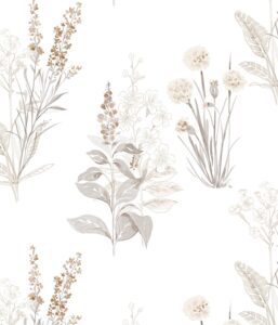 orainege peel and stick wallpaper beige floral wallpaper boho contact paper 15.7in x118.1in self adhesive removable wallpaper for bathroom bedroom cabinets decor