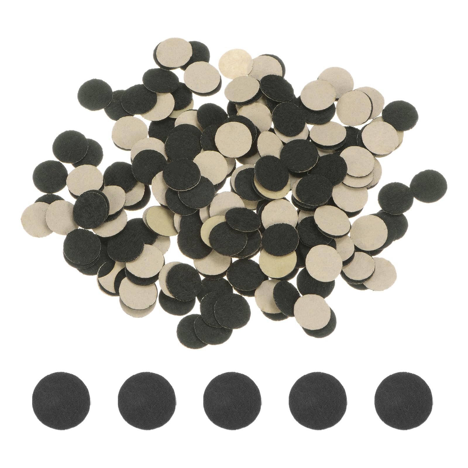 HARFINGTON 240pcs Round Adhesive Felt Circles, 12mm 15/32" Pre Cut Felt Craft Stickers Non-Woven Mini Felt Fabric Circles for DIY Sewing Handcraft Cut Projects Craft Finishing, Black