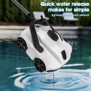 Robotic Pool Cleaner,Up to 1076 Sq.ft,Lasts 130 Mins,SYANSPAN Cordless Pool Vacuum for Above Ground Pool,Powerful Suction Dual-Drive Motors,Pool Robot Vacuum Self-Parking Technology (130mins)