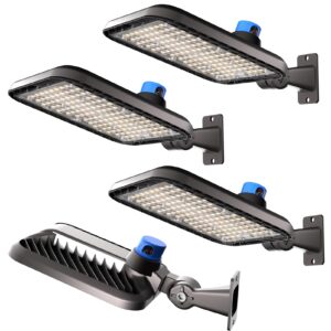 antlux 240w led parking lot lighting, 36000lm (150lm/w) led parking lot lights with adjustable arm mount, 5000k street light dusk to dawn photocell, waterproof led shoebox light-4pack