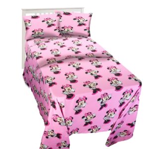 Minnie Mouse Twin Bedding Set for Toddlers - Bundle Includes Minnie Mouse Sheets with Flat Sheet, Fitted Sheet, and Pillowcase for Twin Bed Plus Tattoos, More | Minnie Mouse Bedroom Decor