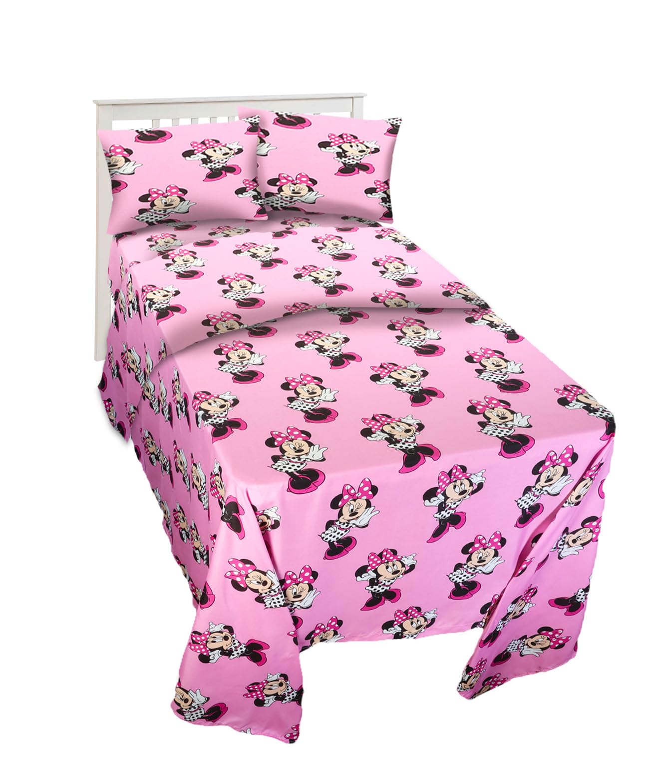 Minnie Mouse Twin Bedding Set for Toddlers - Bundle Includes Minnie Mouse Sheets with Flat Sheet, Fitted Sheet, and Pillowcase for Twin Bed Plus Tattoos, More | Minnie Mouse Bedroom Decor