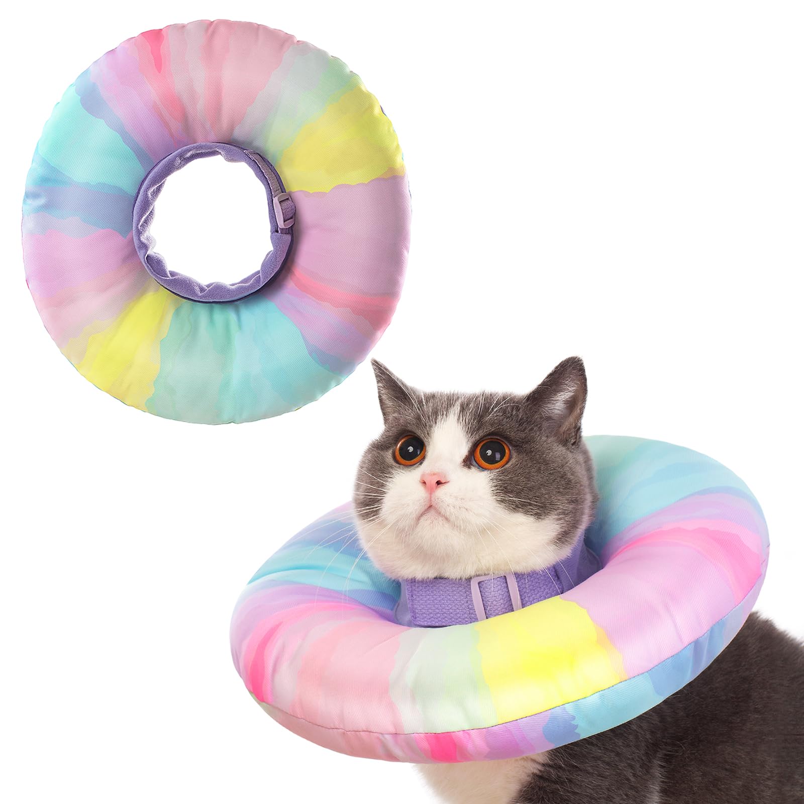 EWES Cat Cone Collar Soft M Size Alternative Neck Cones to Stop Licking for Cats Dogs Kitten Comfy Elizabethan Collars After Surgery Neuter Cat Dog Donut Collar for Pet e Collar Recovery Shame