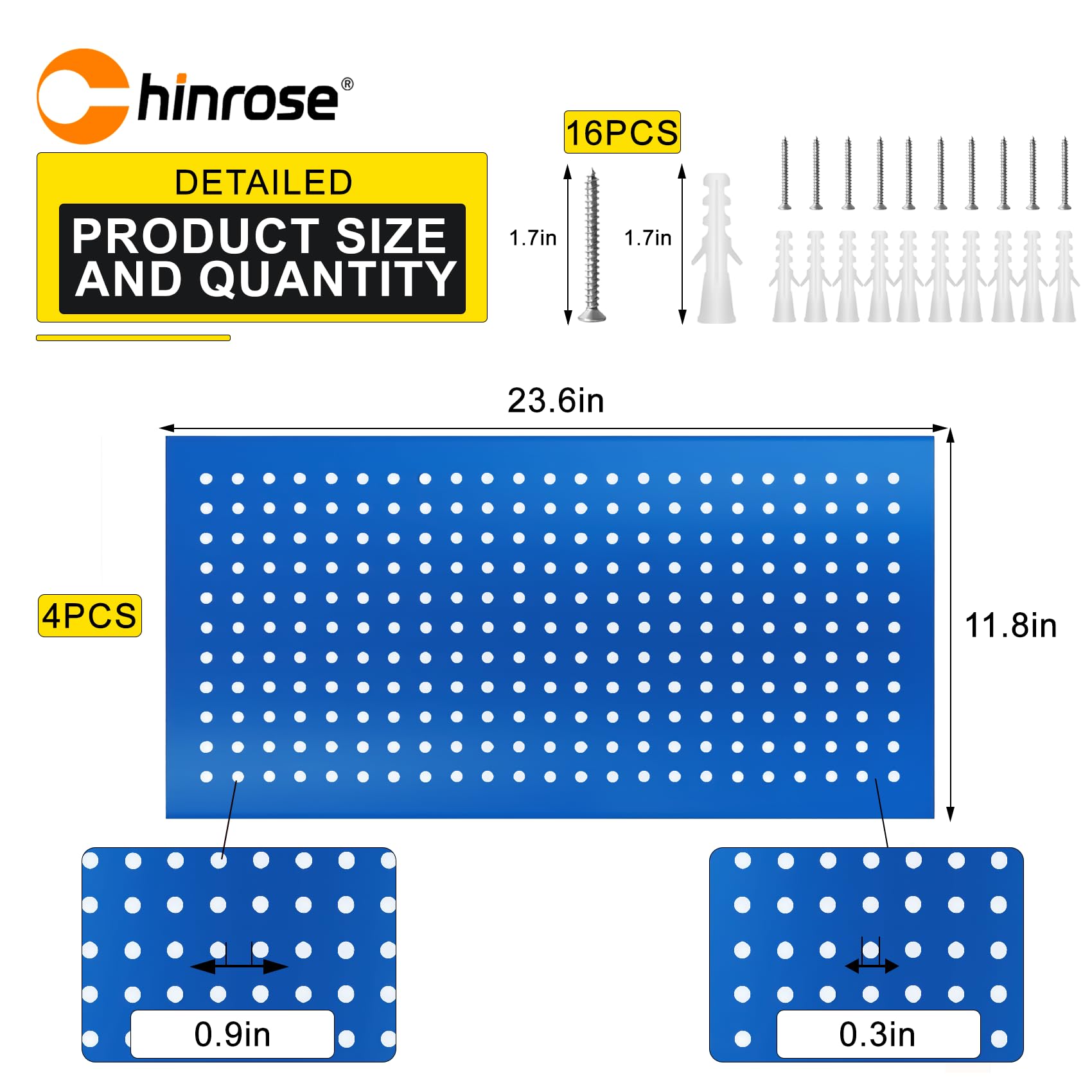 4 Pack Metal Pegboard Panels 24" x 12" Black Heavy Duty Steel Pegboard Wall Organizer, Garage Utility Tools Pegboard Storage System for Workbench, Shop, Shed Modular Peg Board Organizer Board Kit