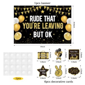 We Will Miss You Party Decorations for Men Women, Black Gold Farewell Party Supplies - Rude That You'Re Leaving But Ok Banner Hanging Swirls Pompoms，Great for Retirement Going Away Job Change Party