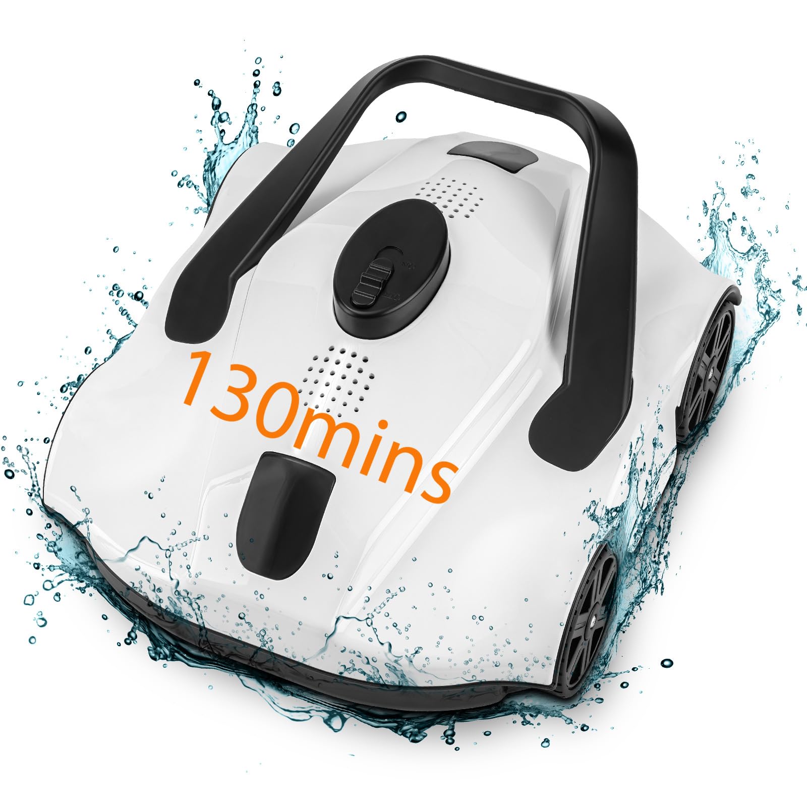 Robotic Pool Cleaner,Up to 1076 Sq.ft,Lasts 130 Mins,SYANSPAN Cordless Pool Vacuum for Above Ground Pool,Powerful Suction Dual-Drive Motors,Pool Robot Vacuum Self-Parking Technology (130mins)