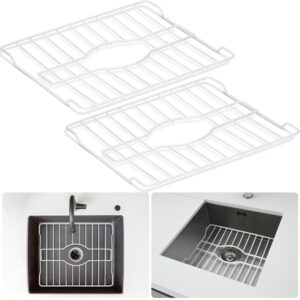 decorrack sink protectors for kitchen sink, 12" x 10" metal dish drying rack for sink, sink grate with center drain, protects from stains, scratches, dishwasher safe, standard size (2 pack)