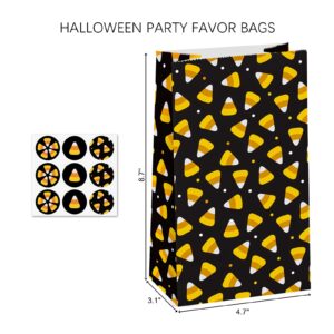 JOHOUSE 27PCS Party Favor Bags, Halloween Treat Bags with Stickers Candy Corn Goodie Bags Candy Treat Bags for Kids Halloween Parties