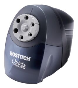 bostitch office quietsharp 6 electric pencil sharpener, heavy duty classroom sharpener, size selector with 6 different sizes, perfect for classroom and homeschool use, black