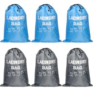 nicunom 6 pack travel laundry bags, 24" x 36" extra large laundry bag drawstring closure machine washable dirty clothes organizer, fit a laundry basket or hamper