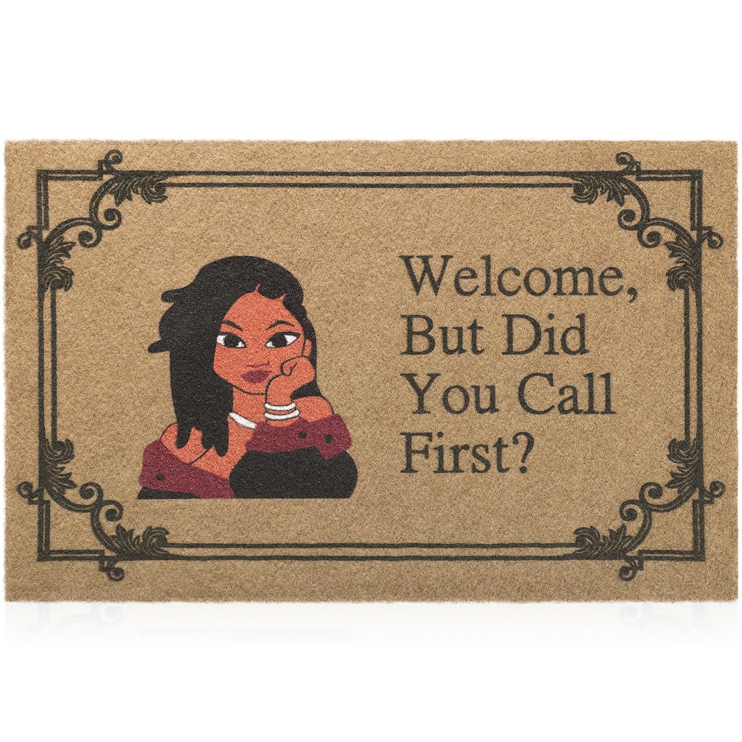 MWAZZLL Welcome Mat Outdoor Indoor Non Slip Funny Doormat Easy to Clean But Did You Call First Front Door Mats for Entrance,Patio,High Traffic Areas Brown