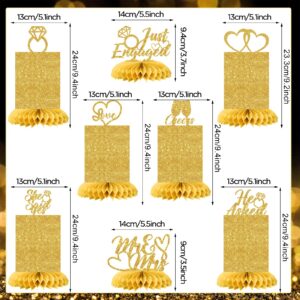 Gold Engagement Party Decorations Just Engaged Photo Table Centerpieces Gold Glitter Bridal Shower Table Topper Party Supplies He Asked, She Said Yes Honeycomb Centerpieces Wedding Engagement Decor