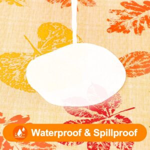 Smiry Plastic Thanksgiving Tablecloth, Fall Leaves Waterproof Elastic Fitted Table Covers for 6 Foot Tables, Wipeable Flannel Backed Vinyl Tablecloths for Autumn Harvest, Parties (Rust, 30x72 Inches)