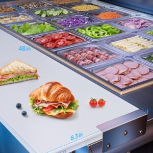 Leacco Refrigerated Sandwich Salad Prep Table, Commercial Workstation Refrigerators with 18 Pans, 48"