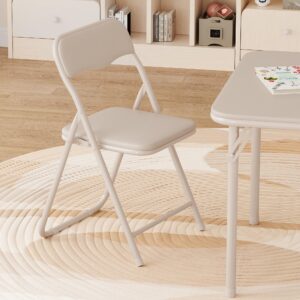 IDEALHOUSE Boys and Girls Folding Table and Chairs Set of 3, Portable Table and Chair with Pu Soft Cushion,Suitable for Eating,Reading and Playing