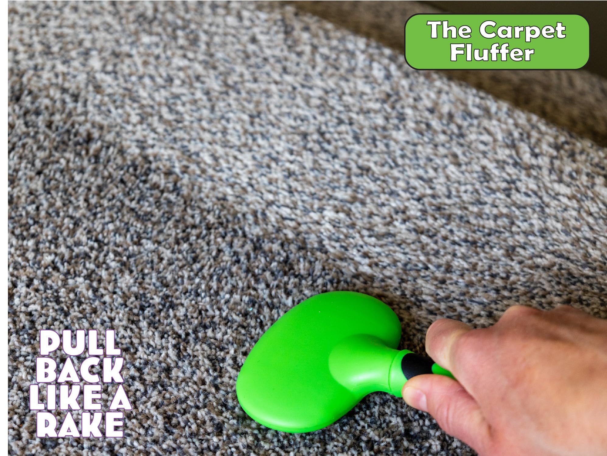 The Carpet Fluffer by Johnny World Products – Revitalize Matted Carpets and Rugs Instantly – Handheld, Easy-to-Use Tool for High-Traffic Areas, Stairs, and Pet Hair Removal