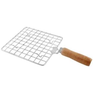 Sahishnu Online & Marketing Stainless Steel Square Roasting Net,Roasting Pan,Wire Roaster,Square Roasting Net with Wooden Handle,Papad Jali,Roti Jali,Roaster