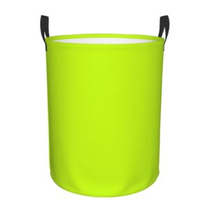 large laundry basket, lime green neon yellow collapsible laundry hamper dirty clothes washing bin for college dorm storage essentials 15.7" x 19.6"