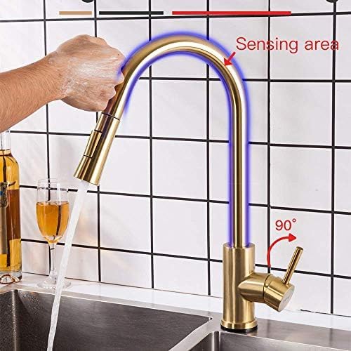 Faucets, Water-Tap Bath Shower Systems Touch Control Kitchen Faucet Stainless Steel Smart Sensor Kitchen Mixer Touch Faucet for Kitchen Pull Out Sink Taps