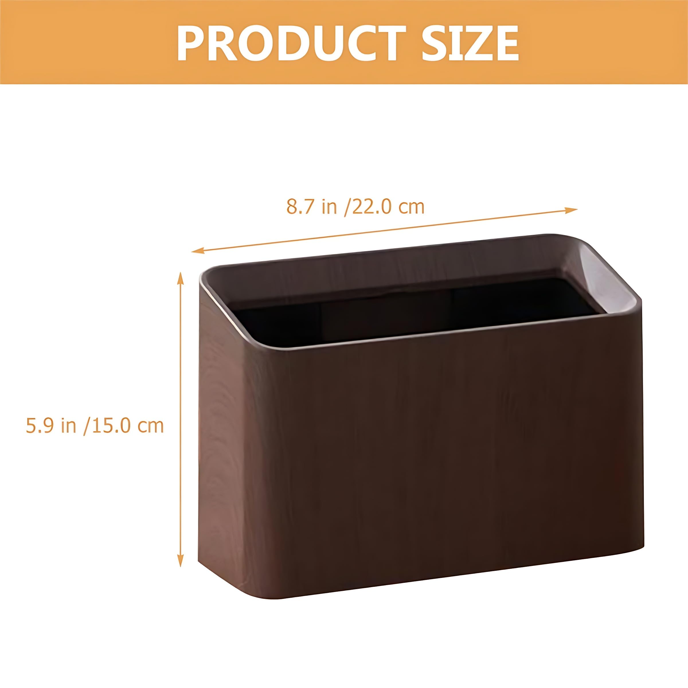 AIWE7D Mini Desk Trash Can, Desktop Trash Can Wood Grain, Uncovered Retro Wastebasket for Kitchens, Offices, Living Room, Makeup Table (Walnut)