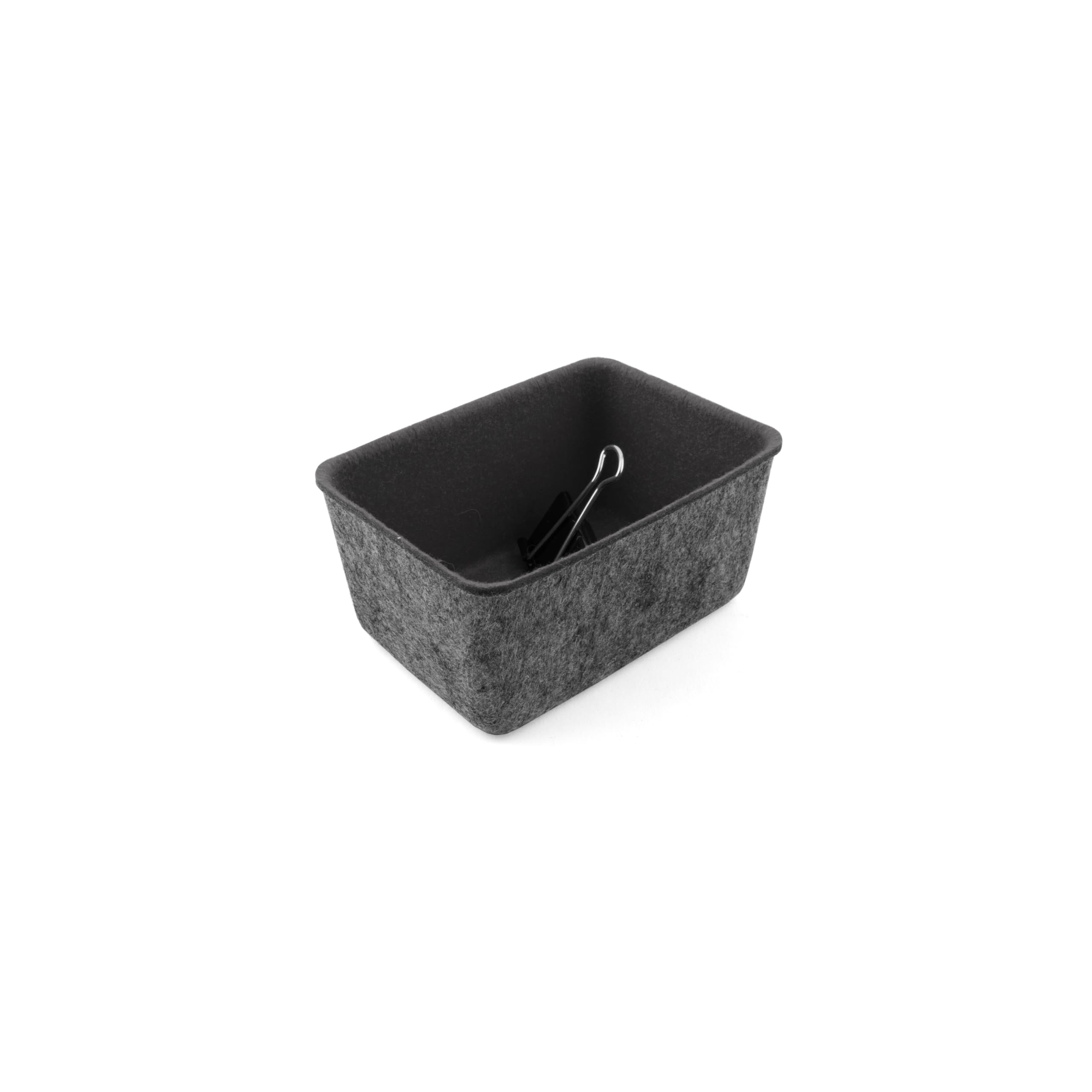 Three by Three Seattle Felt·Like·It! 6x4x2.5 Inch Felt Storage Bin for Office, Craft Room, Classroom, Living Room, Bedroom Storage, 3 Pack (Charcoal)