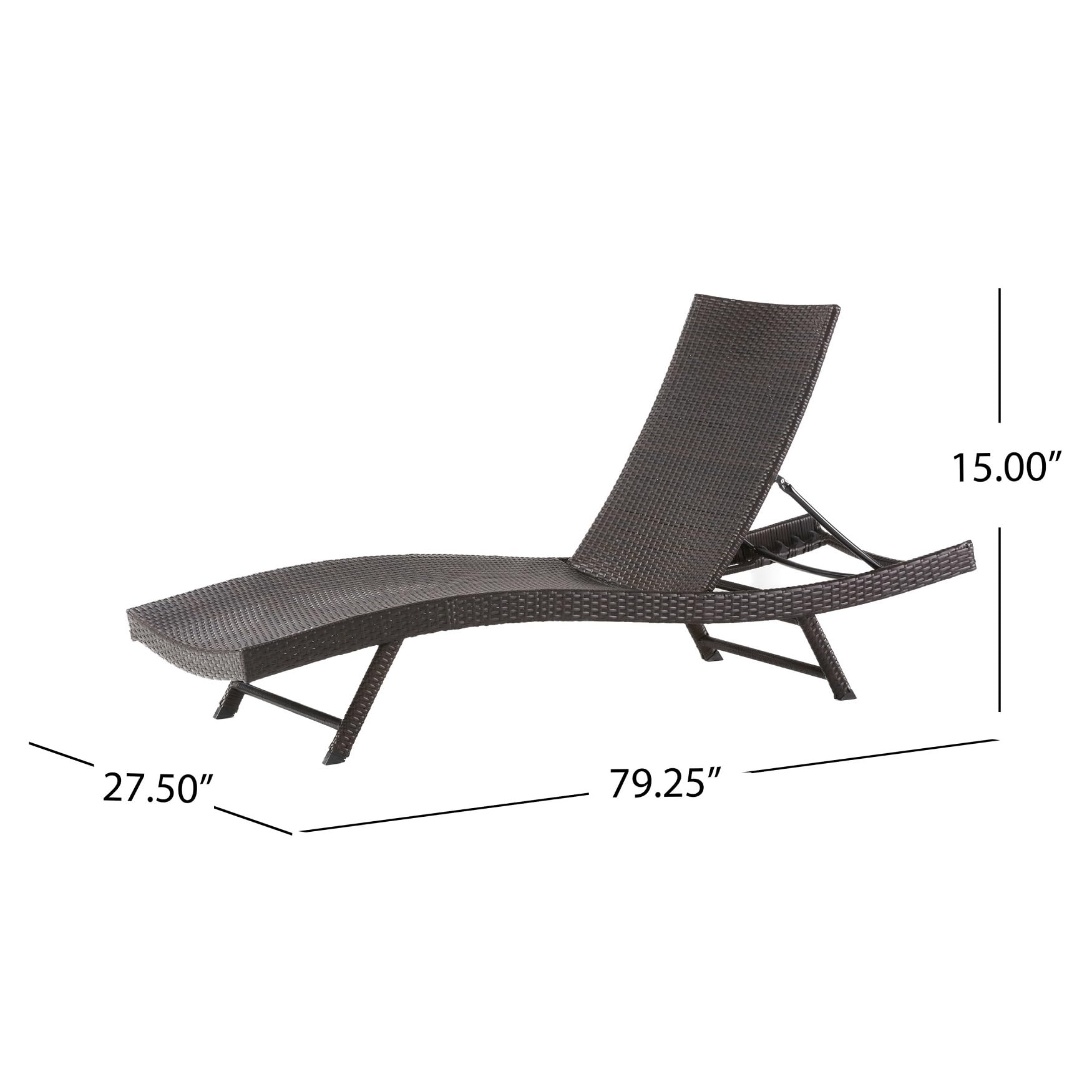 Ochangqi Lounge Chair Outdoor with 4 Adjustable Backrest, Wicker Chaise Lounge Chair Outdoor with Metal Frame, Outdoor Lounge Chairs All Weather Patio,Beach, Pool Side, Outdoor (Brown)