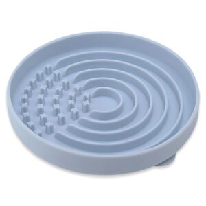 evenco slow feeder dog bowls, slowdown bowl - puzzle silicone dog feeding bowls with suction cups, innovative lick mat design for healthy eating, dishwasher microwave safe, mealtime challenge, blue