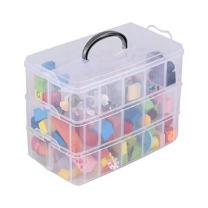 lesbin 3-tier stackable storage box with 30 compartments, large clear plastic craft organizers and storage containers