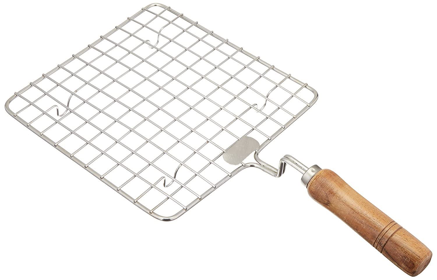 Sahishnu Online & Marketing Stainless Steel Square Roasting Net,Roasting Pan,Wire Roaster,Square Roasting Net with Wooden Handle,Papad Jali,Roti Jali,Roaster