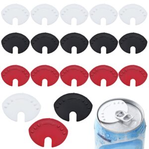 18 pcs soda can covers lids, can sealer beverage can cap can protector, plastic can covers, spill guard for beer juice soda and more(black, white, red)