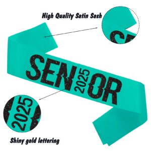 6Pcs Teal Senior 2025 Sash with Black Printing Letters, 2025 Graduation Celebrations Sashes, Class of 2025 Sash for Graduation Party, Senior Cheer Sashes, Cheerleader Sash, Class Competition Sashes