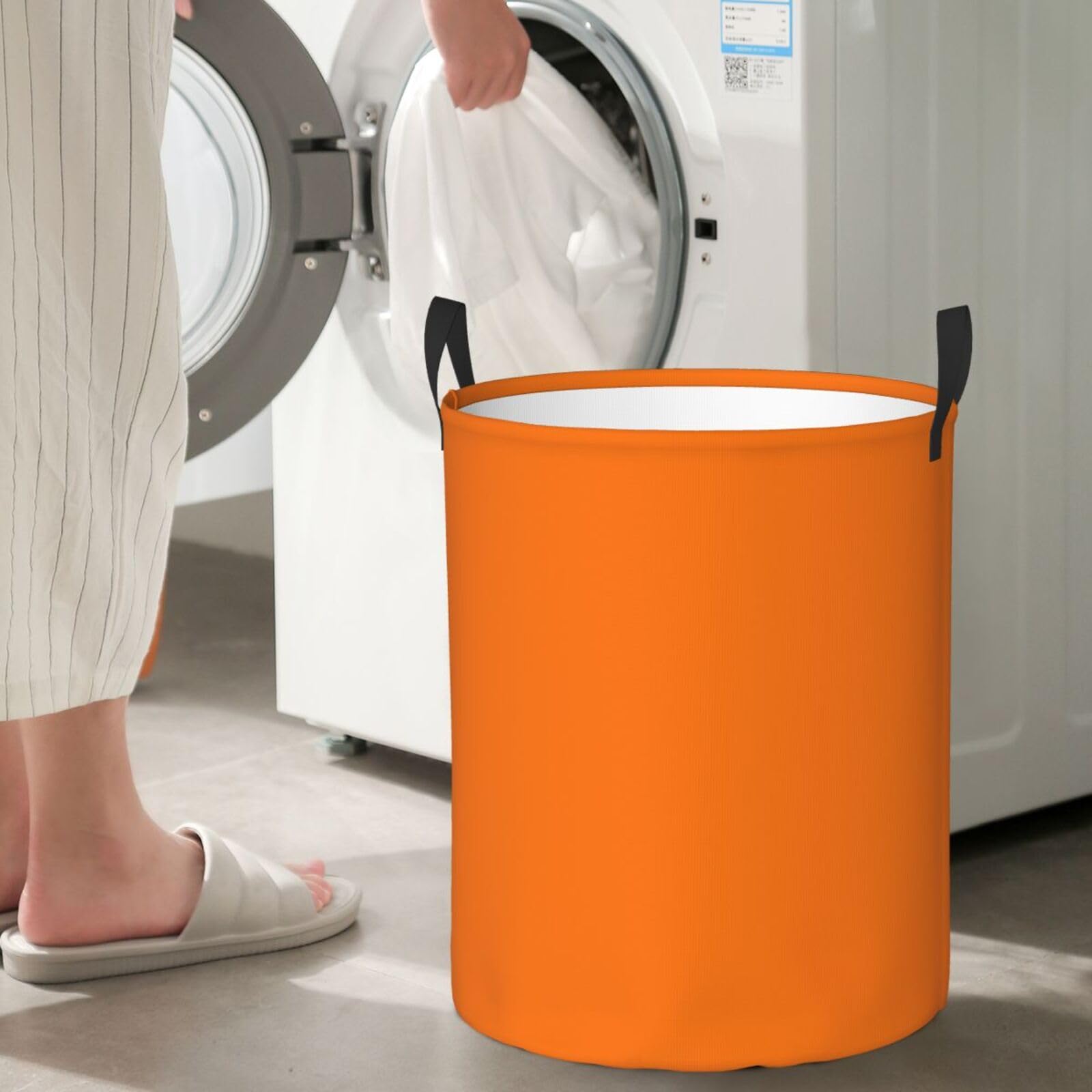 Large Laundry Basket, Orange Collapsible Laundry Hamper Dirty Clothes Washing Bin for College Dorm Storage Essentials 15.7" x 19.6"