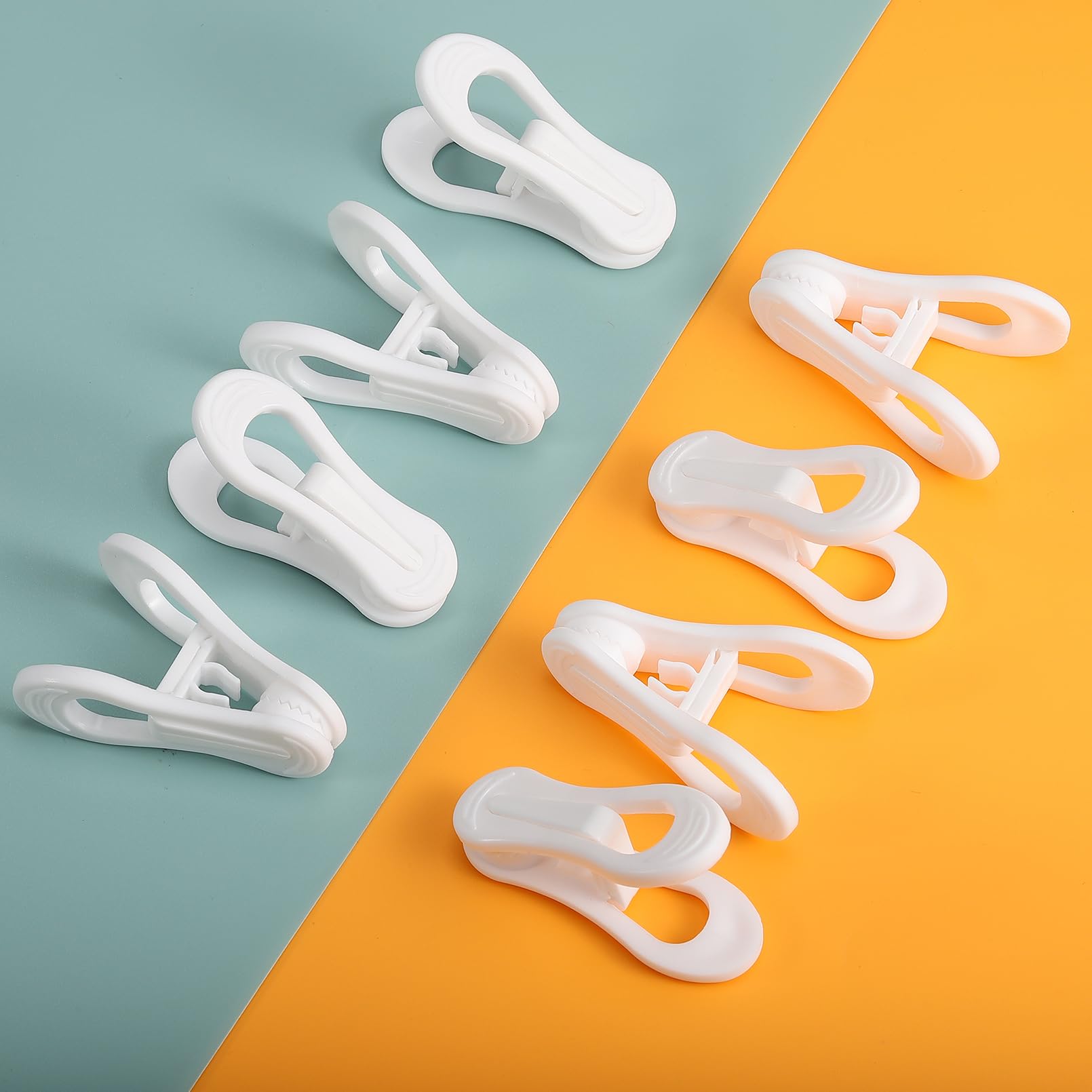 PLMMOUT White Hanger Clips 50 PCS,Velvet Hanger Clips for Plastic Hangers,Pants Hanger Clips,White Finger Clips,Plastic Hanger Clips for Skirt Pants Hangers Plastic Clothes Hangers,Strong Pinch Grip