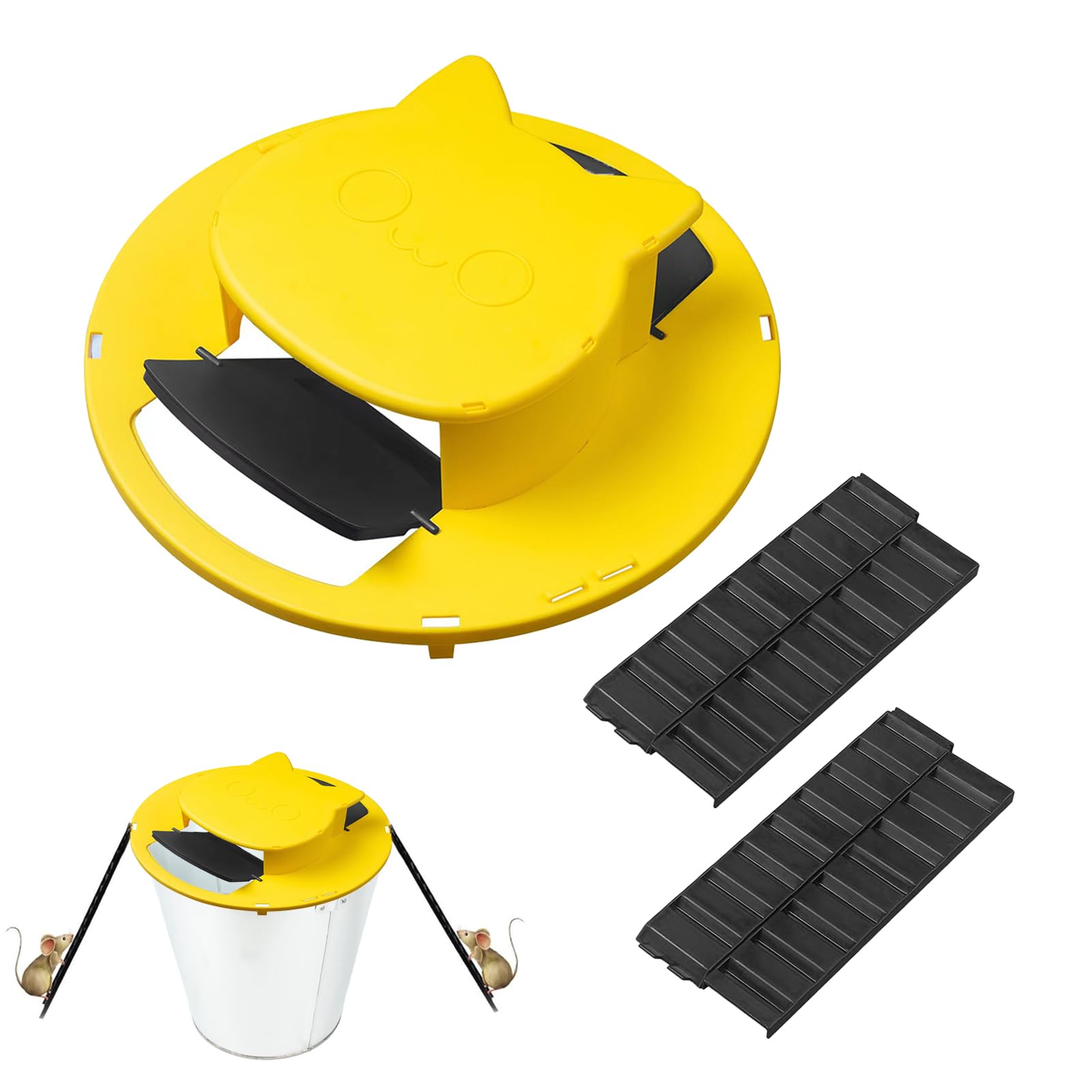 Generic Mice Mouse Rat Trap Bucket Flip Lid, Mouse Rats Trap Bucket Indoor Outdoor, Upgraded 5 Gallon Bucket Lid, Mouse Trap Bucket Lid Auto Reset (No Bucket), yellow