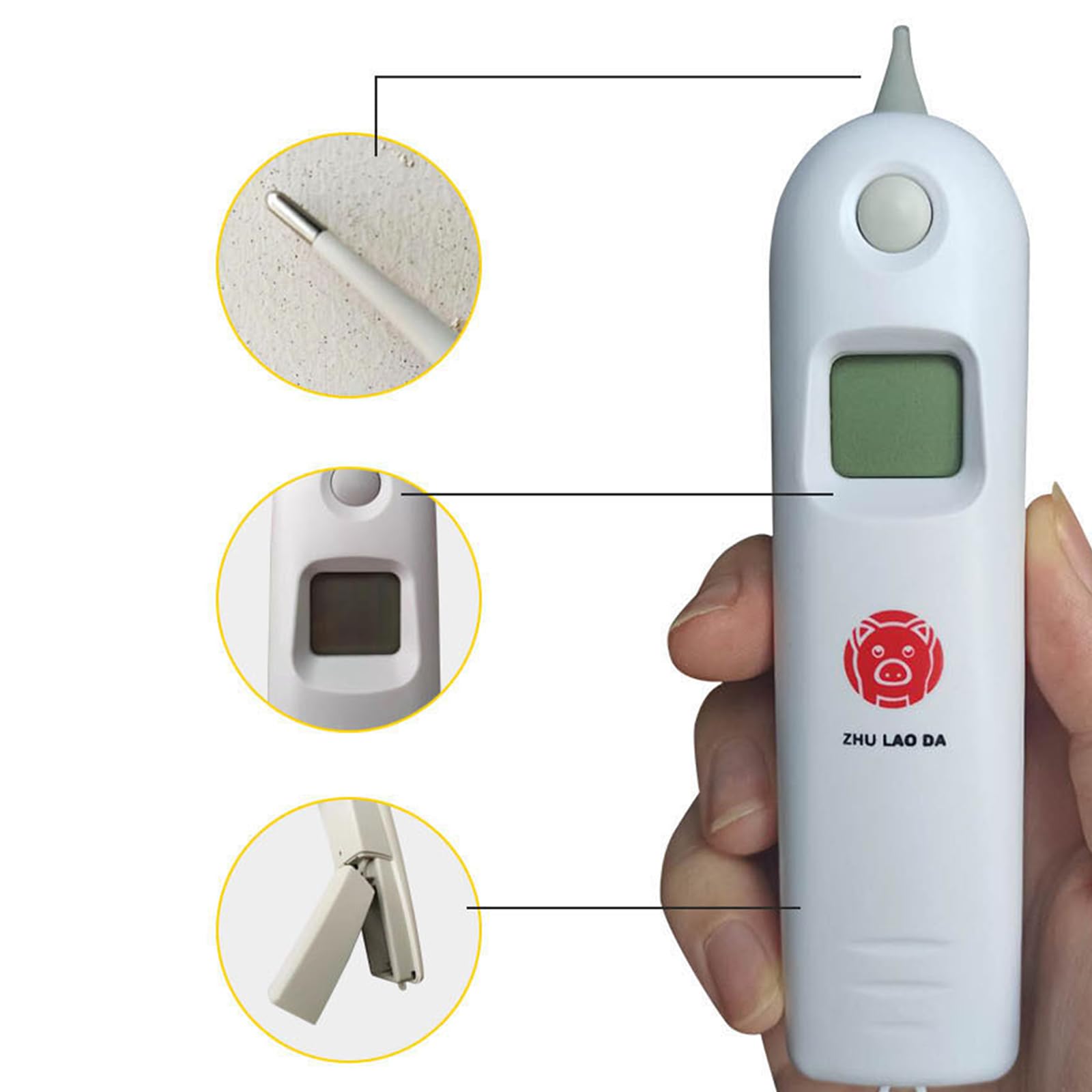 Digital Pet Thermometer with LCD Display Quickly Read Temperature for Animals Metal Probe Veterinary Digital Thermometer Pet Thermometer Fast Digital Thermometer Thermometer for Dogs Cats Horse