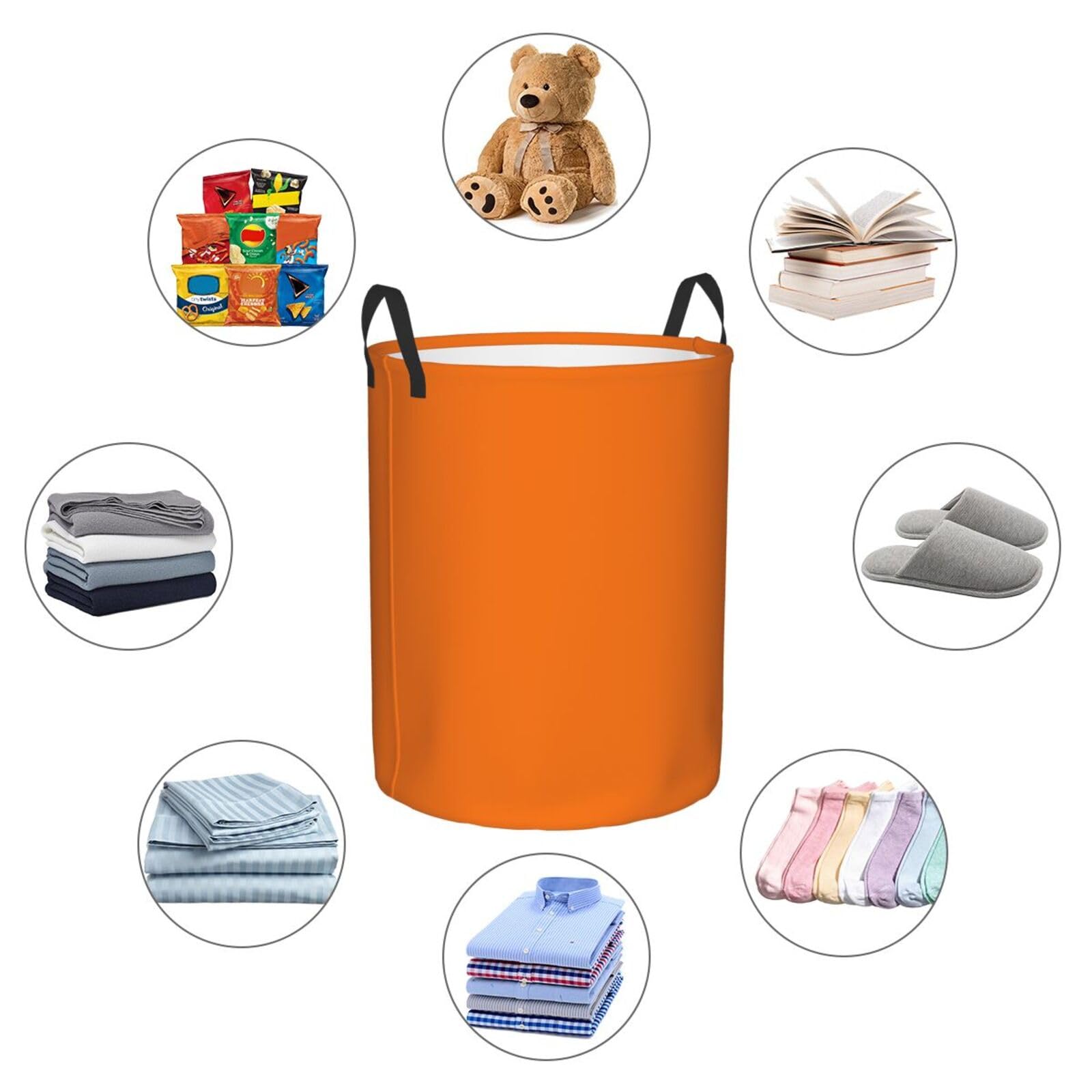 Large Laundry Basket, Orange Collapsible Laundry Hamper Dirty Clothes Washing Bin for College Dorm Storage Essentials 15.7" x 19.6"