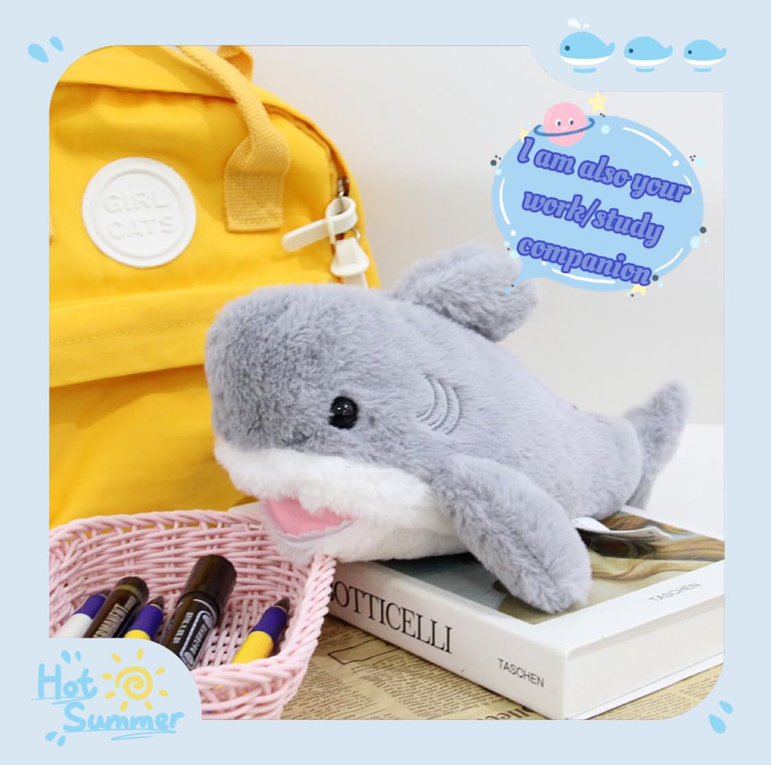 XZR Cute Pen Bag Case Box Stocking Stuffers Cute Creative Animal Cartoon Large Capacity Shark Bird Zipper Organizer Storage Bag Box Nice Gift (Shark)