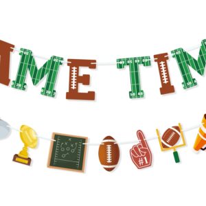 FAKTEEN Game Time Football Banner Garland Football Party Decorations Football Party Decor Sports Baby Shower Birthday Party Decorations Football Game Party Supplies