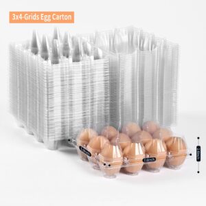 Lifuope 120 Piece Transparent Egg Carton Plastic Egg Cartons Specs3×4 12 Individuai Plastic Egg Cartons Farm Egg Storage Size7.6×5.9×2.6inch(3x4 12 egg boxes, 120 pieces)