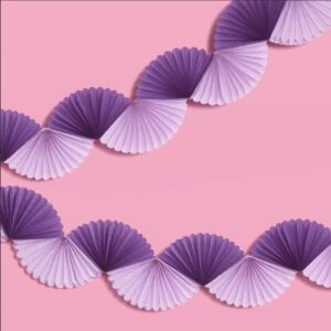 xo, fetti purple paper fan garland - 6 ft. | 3d bachelorette party decorations, cute tissue birthday party supplies, hbd, hanging photo booth backdrop, girl baby shower banner, bridal shower decor