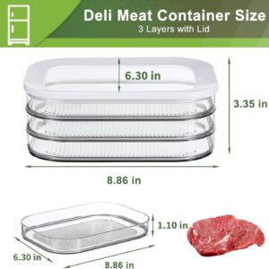 CHACHAE Deli Meat Container for Fridge,Bacon Lunch Meat Container for Refrigerator,Meal Prep Containers,Stackable Food Storage Boxes with Lid for Cold Cuts,Salami,Deli,Lunch Meat,BPA Free,18.6oz