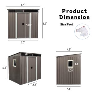 6X5 FT Outdoor Storage Shed, Waterproof Metal Garden Sheds with Lockable Door, Steel Tool Storage Buildings Shed & Outdoor Storage House for Garden, Backyard, Patio, Lawn, Trash Cans(Gray)