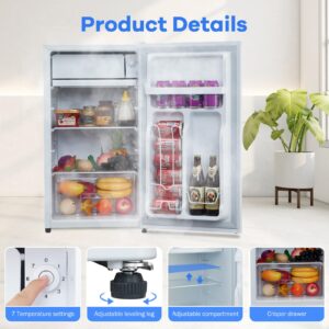 4.3 Cu.Ft Single Mini Refrigerator-Freezer Compartment-Adjustable Thermostat Control-Reversible Doors-Ideal for Dorm, Office, Rv, Garage, Apartment