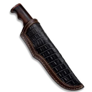 Hercules Knives Custom Premium Quality Leather Sheath Tooled Crocodile Leather Sheath/Hunting Knife Sheath Universal Leather Knife Sheath Sheath Fit up to 8.0" Blade 100% Real Laether