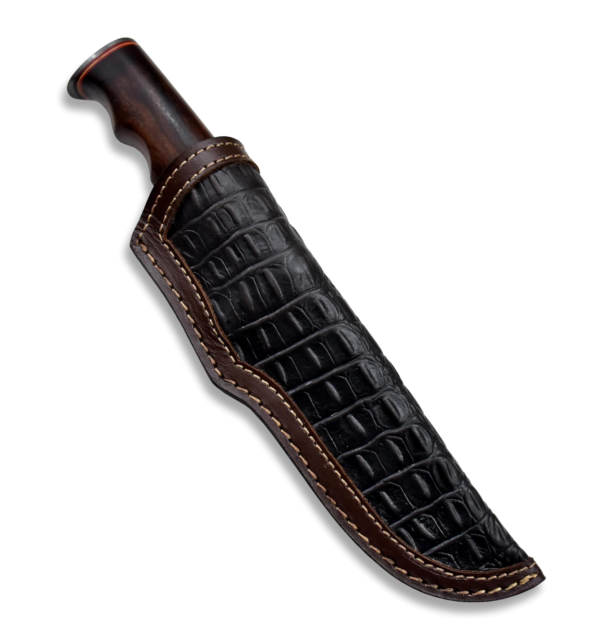 Hercules Knives Custom Premium Quality Leather Sheath Tooled Crocodile Leather Sheath/Hunting Knife Sheath Universal Leather Knife Sheath Sheath Fit up to 8.0" Blade 100% Real Laether